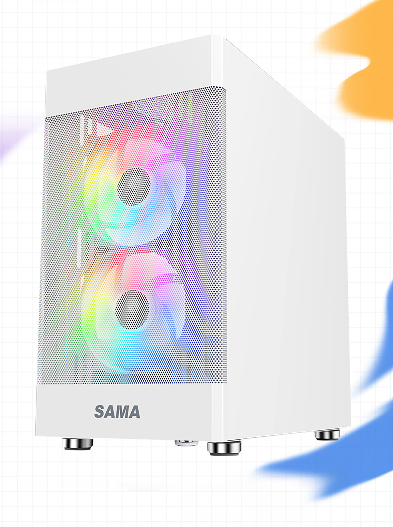 Sama ARGB-Q5-W White USB3.0 Tempered Glass Micro ATX Tower Sama ARGB-Q5-W White USB3.0 Tempered Glass Micro ATX Tower